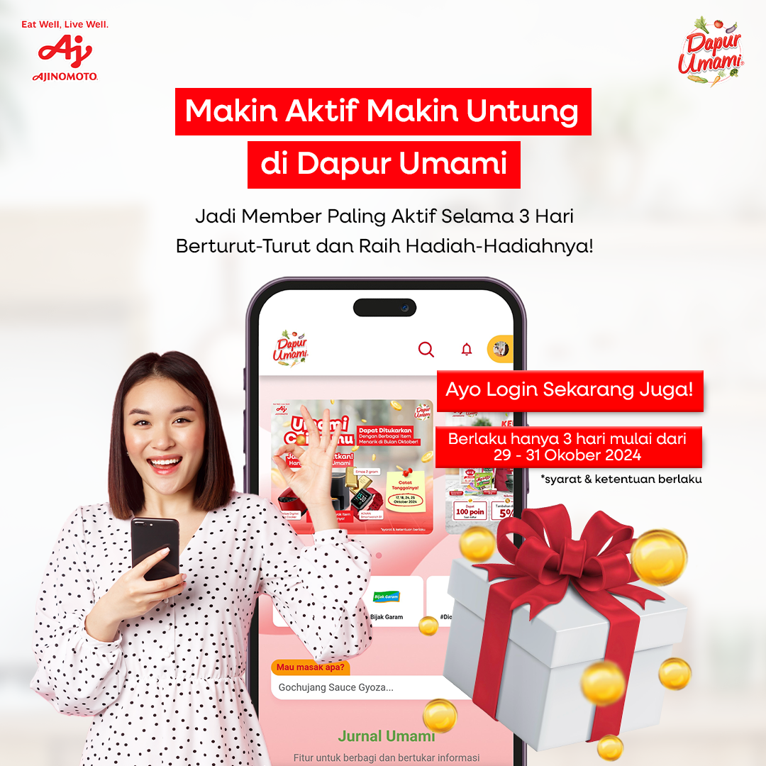 Login dan Dapatkan Voucher Diskon 50% Gratis! - Promo & Event - Dapur Umami